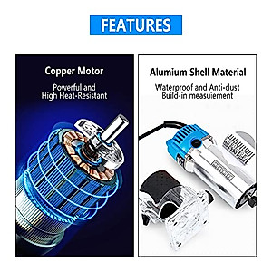 Wood Routers, Wood Trimmer Router Tool, Compact Wood Palm Router, Tool Hand Trimmer, Woodworking Joiner, Cutting Palmming Tool, 30000 RPM 1/4" Collets 800W 110V