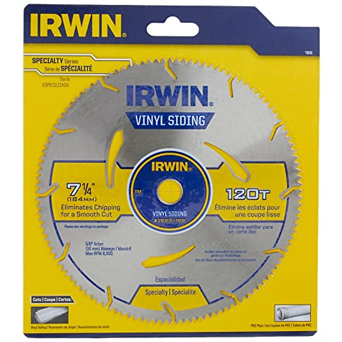 IRWIN Tools MARATHON Vinyl Siding Corded Circular Saw Blade, 7 1/4-inch, 120T (11830)