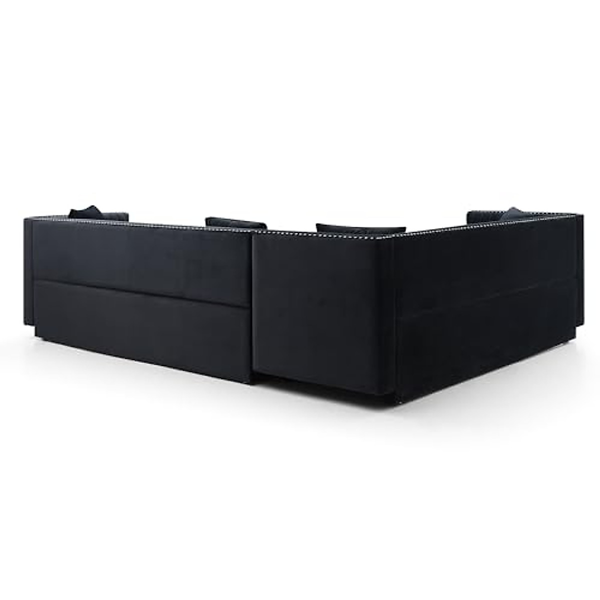 FANYE 3 Pieces Contemporary Sofa&Couch Vertical Channel Velvet Tufted Include 3 Seaters Couch*2 and Ottoman, Two 3seaters Sofas+Ottoman with Gold Metal Strip Decor for Living Room Sets