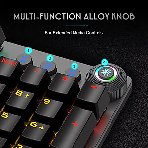 AULA Mechanical Gaming Keyboard Blue Switches,Rainbow LED Backlit,Ergonomic Wrist Rest,Aluminum Base,Full Size 108 Keys Anti-Ghosting,Macro Programmable Computer Keyboard Wired for PC Laptop
