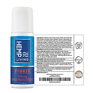 HEMP LIVING Freeze Nano Hemp Extract Roll On, Cold Therapy, Roll On for Muscles and Joint Strain, 3 oz Roll on Bottle (750 mg)