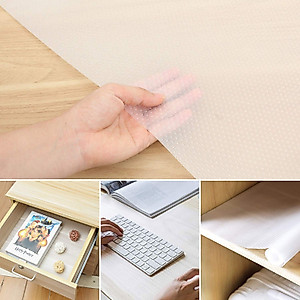 4 Rolls EVA Plastic Shelf Liner, Non-Adhesive Cabinet Drawer Shelf Liner, Non-Slip Fridge Liner, Kitchen Drawer Mats Cupboard Shelf Liner for Kitchen Home – (15.7 in x 6.56ft)/Roll, Clear