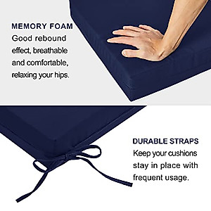 LOVTEX Outdoor Chair Cushions 18.5"x16"x3" Pack of 4, Patio Cushions for Outdoor Furniture, Water Resistant Square Corner Seat Cushions, Navy Blue