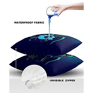 Outdoor Waterproof Throw Pillow Covers 2 Pack Square Pillowcases Underwater Octopus Tentacles Pillow Protectors Decorative Cushion Cases for Patio,Garden,16x16 Inch