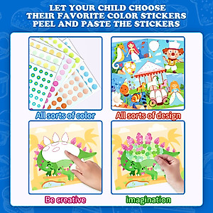 Dot Sticker Art, Crafts for Kids Ages 4-8, Toddler Arts and Crafts Kit for Toddlers-Easy Art Activity Craft for Toddlers Ages 3 to 7-Builds Fine Motor Skills & Hand-Eye Coordination, Toddler Crafts