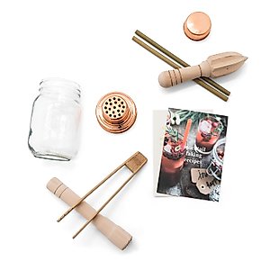 Calm Club | Cocktail Shaker Kit/Mocktail | Cocktail Mixer Set for Your Bar Cart | Outdoor & Home Bar Accessories | Includes Mixology Book, Mason Jar Shaker, Muddler, Juicer & Tongs | Alcohol Gifts