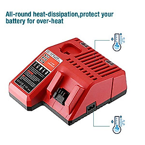 Upgraded 6.0Ah 18V Replacement Battery - Compatible with Milwaukee M 18 48-11-1852 18V Lithium XC Cordless Power Tools & Charger for Milwaukee M12 M14 M 18 Li-ion Battery