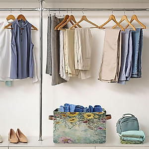 Coikll Sunflower Storage Bin for Toy Storage Basket Dirty Clothes Sundries Office Home Closet Organizer Shelf Cube Box Waterproof Laundry Basket-1PC