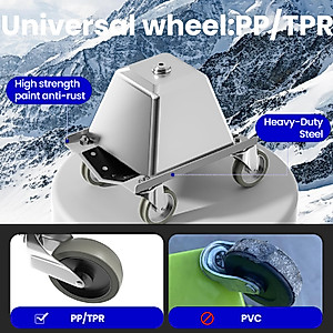 Snowmobile Dolly Sets Heavy Duty V-Slide with 3" PP/TPR Swivel Casters and Rubber Pad Protecting Skis 1500 lbs Capacity(Gray)