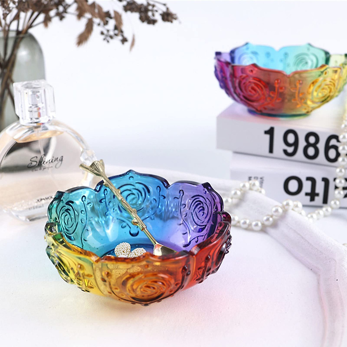 Lotus Storage Bowl Silicone Mold Concrete Flower Pot Silicone Mold Succulent Planter Vase Mold Bowl Dish Tray Mold Plaster Epoxy Resin Mold