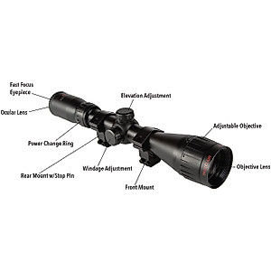 Tasco 3-9x40 Air Rifle Scope, Air Rifle Optics with Truplex Reticle