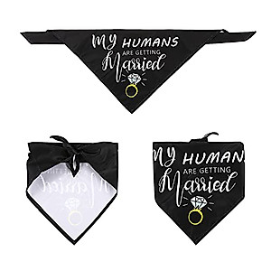 Engagement Gifts,My Humans are Getting Married Dog Bandana,Pet Dog Wedding Bandana Attire,Pet Scarf,Pet Accessories,Bride to be Gifts,Dog Gifts,Wedding Photo Props Decorations (Set of 2)