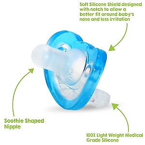 RaZbaby JollyPop Newborn Pacifier 0-3 Months - Soft, BPA-Free Silicone, USA-Made, Durable One-Piece, Dishwasher Safe, Sterilizable - Blue, Pack of 2