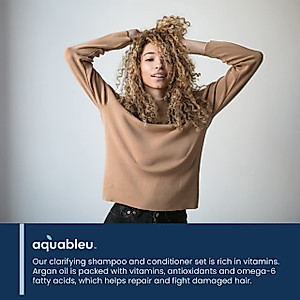 Aquableu Biotin Volumizing Shampoo & Conditioner Set – Natural Thickening & Volume For Thicker Fuller Hair - Promotes Healthy Hair Growth - Includes Coconut, Keratin, Argan & Jojoba Oil – Sulfate Free