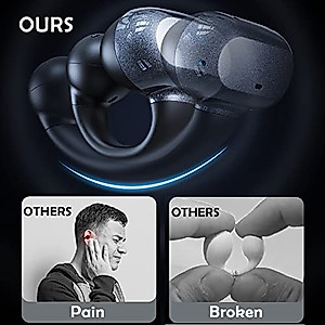 Open Ear Bone Conduction Earbuds Clip On Wireless Ear Clip Bone Conduction Headphones Cycling Running Workout Earbuds Bluetooth Work Headphones Bone Conducting Induction Earphones Headphone
