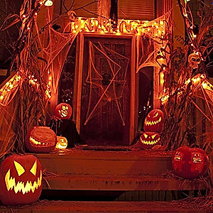 Ollny Halloween Lights Outdoor Indoor, 60 FT 180 LED Halloween Decorations Lights Orange, Waterproof String Fairy Lights Plug in, 8 Modes and Timer Light for Party, Yard, Door, Christmas, Home Decor