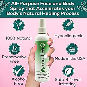 Curativa Bay .02% Hypochlorous Skin Spray, Clear Skin, Most effective For Total Skin Health and the Base for all Skin Care. 100% Organic, Made in USA, Produces Great Results 8 OZ.