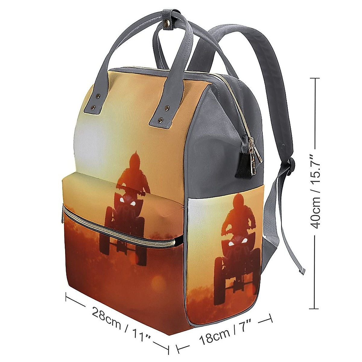 Silhouette ATV Jump Diaper Bag Backpack Large Capacity Mommy Bags Multifunction Nappy Bag Travel Back Pack Gray-Style