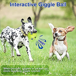 PAEYOOR Giggle Ball for Dogs,Interactive Dog Toys Wobble Wag Wiggly Giggly Active Rolling Ball Funny Sounds,Durable Safe Dog Toy Balls Birthday Gift for Large Medium Dogs,Green,5.5inch