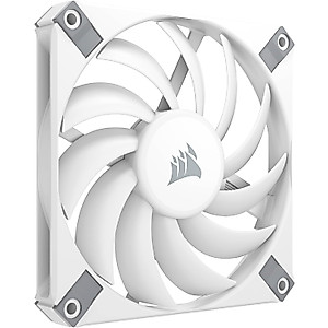 Corsair AF120 Slim, 120mm PWM Fluid Dynamic Bearing Fan (Thin Profile for Small-Form-Factor Cases, Low-Noise, Up to 2000 RPM, Zero RPM Mode Support, Universal 120x15mm Sizing) Single Pack, White
