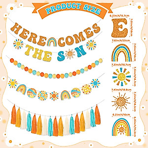 LARRAZABAL Here Comes The Son Baby Shower Banner, Here Comes the Son Baby Shower Decor Boy Boho Retro Sunshine 1st Birthday Party Supplies