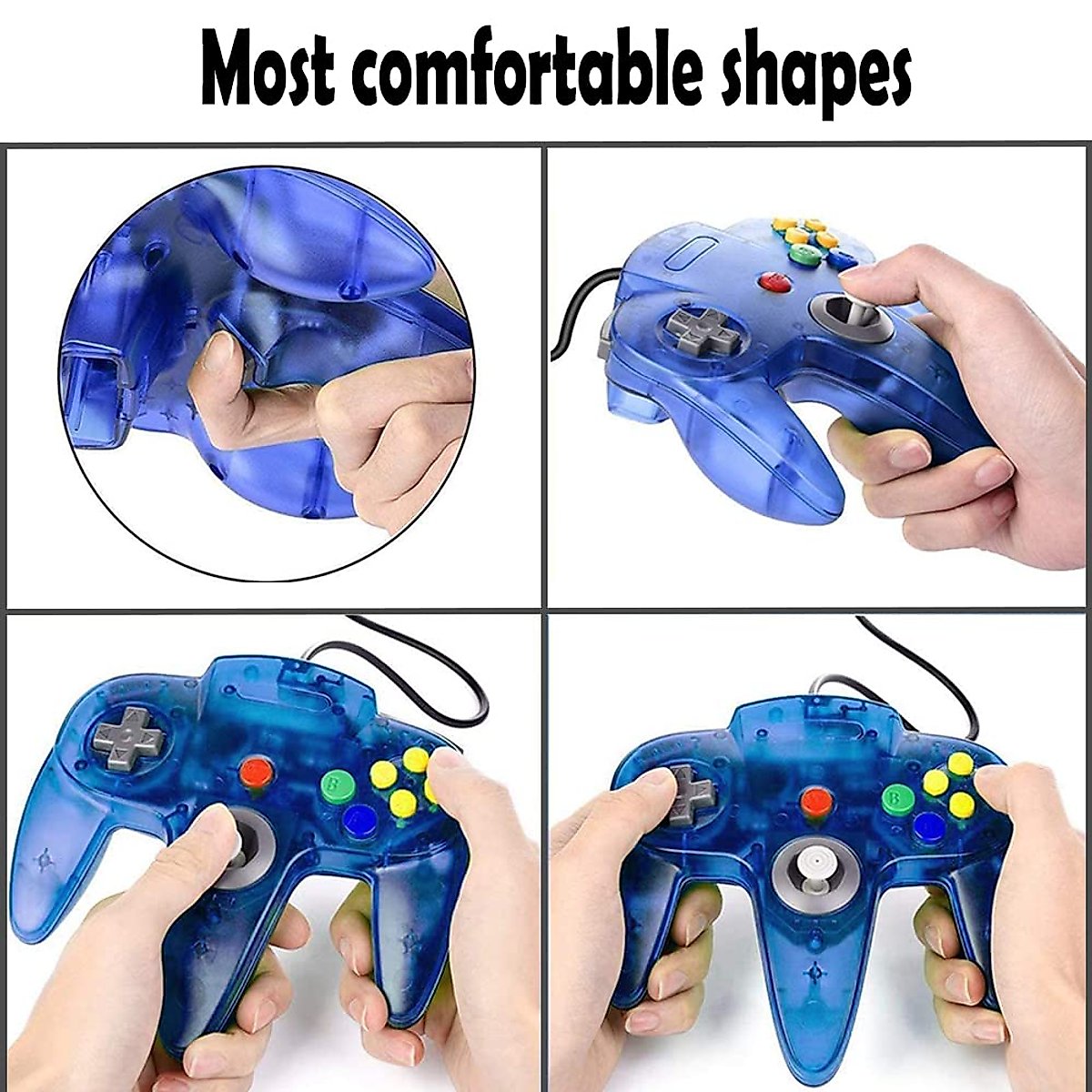 Tevodo N64 Controller, Upgraded Joystick Classic Wired Controller Compatible with N64 Console(Blue and Red)