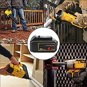 waitley Upgraded 20V 6.0Ah Lithium Ion Replacement Battery Compatible with DEWALT DCB200 DCB204 DCB206 DCD/DCF/DCG Series Tools with LED Indicator