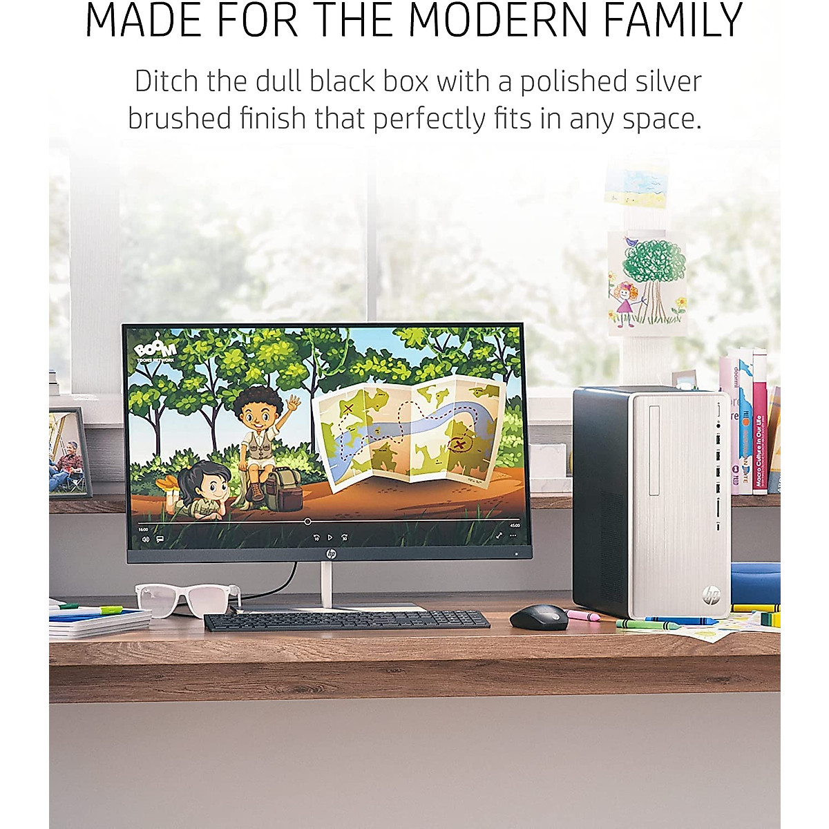 HP 2023 Newest Pavilion Desktop, AMD Ryzen 7 5700G, 16GB RAM, 256GB SSD + 1TB HDD, Wi-Fi 5, Bluetooth, 9 USB Ports, Pre-Built PC Tower, Windows 11 Bundle with JAWFOAL