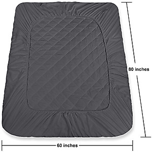 Utopia Bedding Quilted Fitted Mattress Pad (Queen, Grey) - Elastic Fitted Mattress Protector - Mattress Cover Stretches up to 16 Inches Deep - Machine Washable Mattress Topper