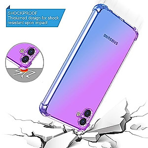 Ueokeird for Galaxy A04 Case, Samsung M13 5G SM-A045F Case, Clear Cute Gradient Phone Case Slim Anti Scratch Flexible TPU Cover Shockproof Protective Case for Samsung Galaxy A04 4G (Purple/Blue)