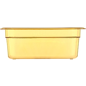 Carlisle FoodService Products Storplus High Heat Food Pan Steam Table Pan, Chafing Pan for Catering, Buffets, Restaurants, High Heat Plastic, 1/4 Size 4 Inches Deep, Amber