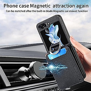 phone protective flip case Compatible with Samsung Galaxy Z Flip 5 Wallet Case with Ring, Galaxy Z Flip 5 2023 Case with Card Holder Premium PU Leather Protective Phone Case Cover ,Slim Protection Sho