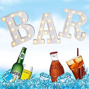 BAR - Illuminated Marquee Bar Sign - Lighted LED Marquee Word Sign - Pre-Lit Pub Bar Sign Light Battery Operated (23.03-in x 8.66-in)