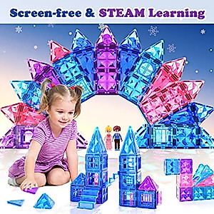 Diamond Magnetic Tiles Girl Toys Age 6-7 6-8 3-5, Frozen Toys for Girls, Birthday Gifts & Toys for 3 4 5 6 7 8+ Year Old Girls & Boys, Magnetic Building Blocks Princess Toys