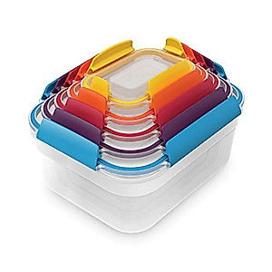 Joseph Joseph Nest Lock, 5 Piece Plastic Food Kitchen Storage Container set with lids, Leak Proof, Airtight, Space Saving, BPA free- Multicolour