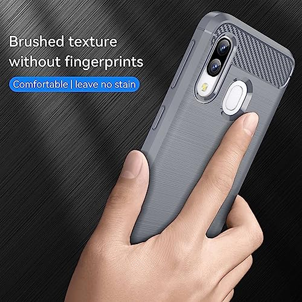 Cell Phone case for Samsung Galaxy A40,Refined Carbon Fiber,Anti-Fall,Anti-Fingerprint,Full Protection Gray