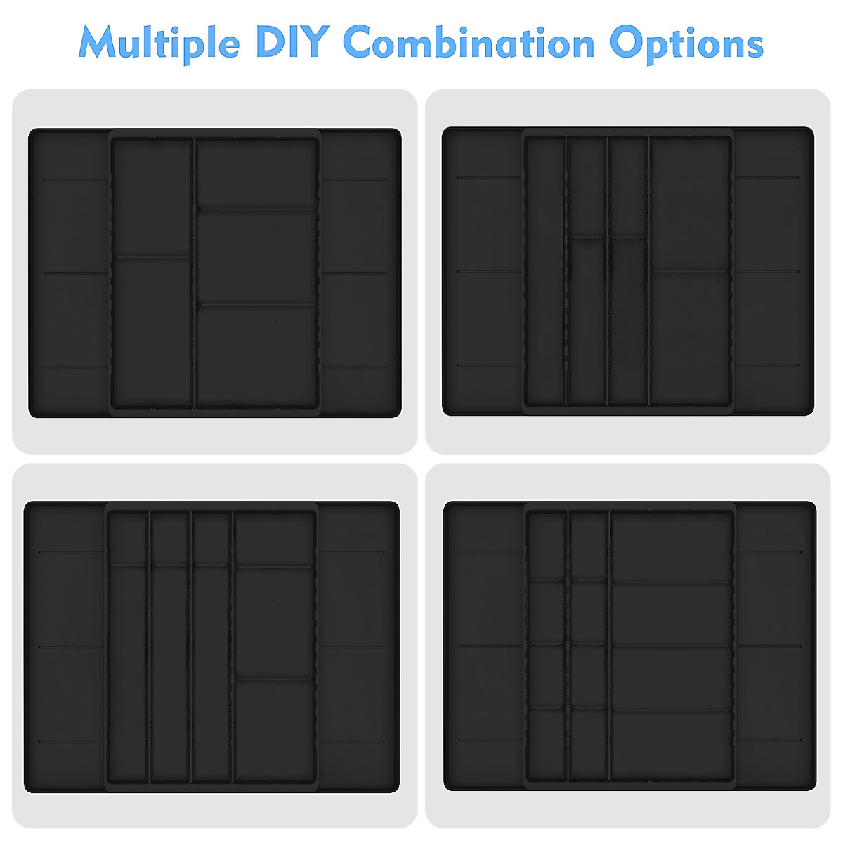 Fu Store Silverware Drawer Organizer, DIY Customize Expandable Utensil Tray for Kitchen, Flatware and Cutlery Holder, Adjustable Plastic Tableware Storage for Spatula Spoons Forks Knives