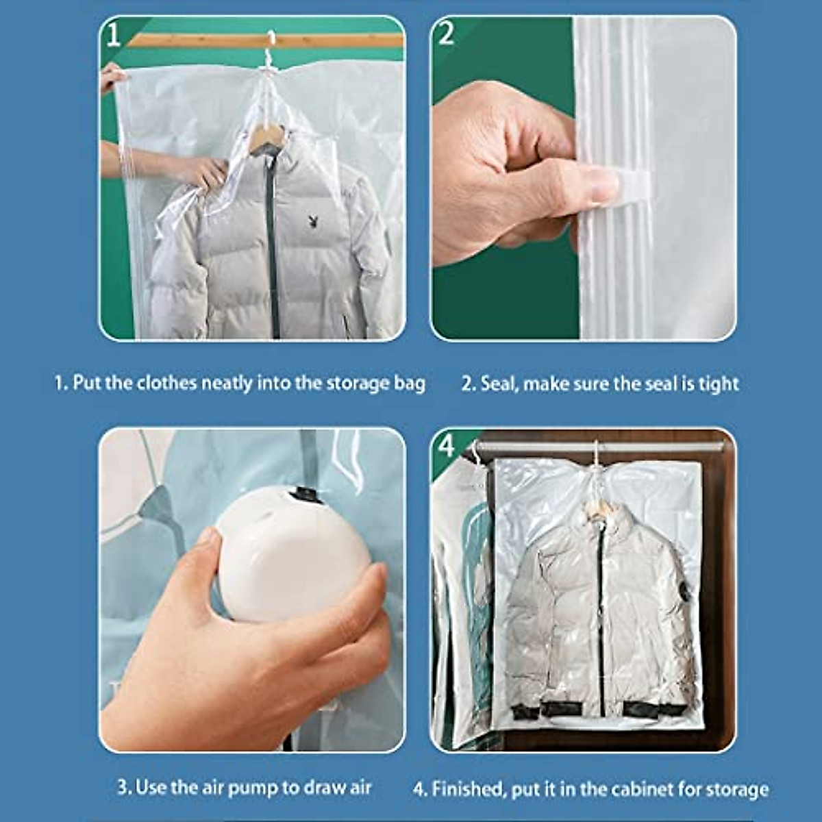 COKUERA Space Saver Bags for Clothes Hanging Vacuum Storage Bags with Electric Pump Good Protection for Suit,Dress,Jacket and Coats Hanging Space Saver Vacuum Bags for Travel