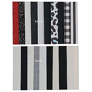 10 Pieces 8x12 Inch Black White Red Faux Leather Sheets Include Fine Glitter Leather Sheets,Chunky Glitter Leather Sheets,Litchi Leather Sheet,Printed Leather Sheets for Leather Bows Earrings Making