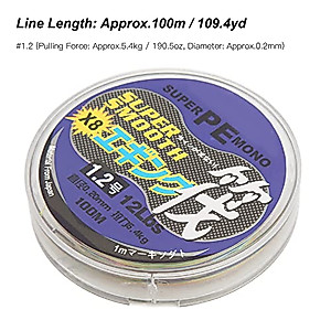 Fishing Line, High Strength PE Fishing Wire Strong Water Cutting Standard Line Diameter Long Service Life Soft for Fishing(1.2)