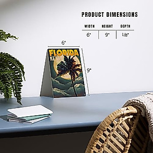 Lantern Press 6x9 Inch Wood Sign, Ready to Hang Wall Decor, Florida Keys, Palms and Moon