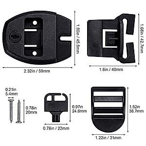 OIIKI 4 Sets Spa Hot Tub Cover Clips, Hot Tub Cover Broken Latch Repair Kit- Replacement 4 Latches Clip Locks, 4 Slides, 4 Keys with 8 Screws, Hardware Accessories for Spa Cover Straps (Black)