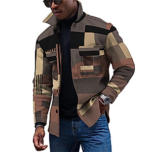 GIANTHONG Jackets for Men Lined Flannel Jacket Men Zip Cardigan Pink Cardigan Christmas Sweatshirt Trench Coat Men Jean Jackets for Men Coat for Men Sweater Weather Black Leather Jacket(Coffee,Small)