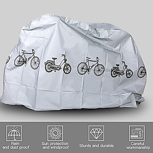 OUKENS Waterproof Bike Cover, Mountain Bike Dust Cover Thickened Rainproof Cover for Motorcycle Electric Bike Grey