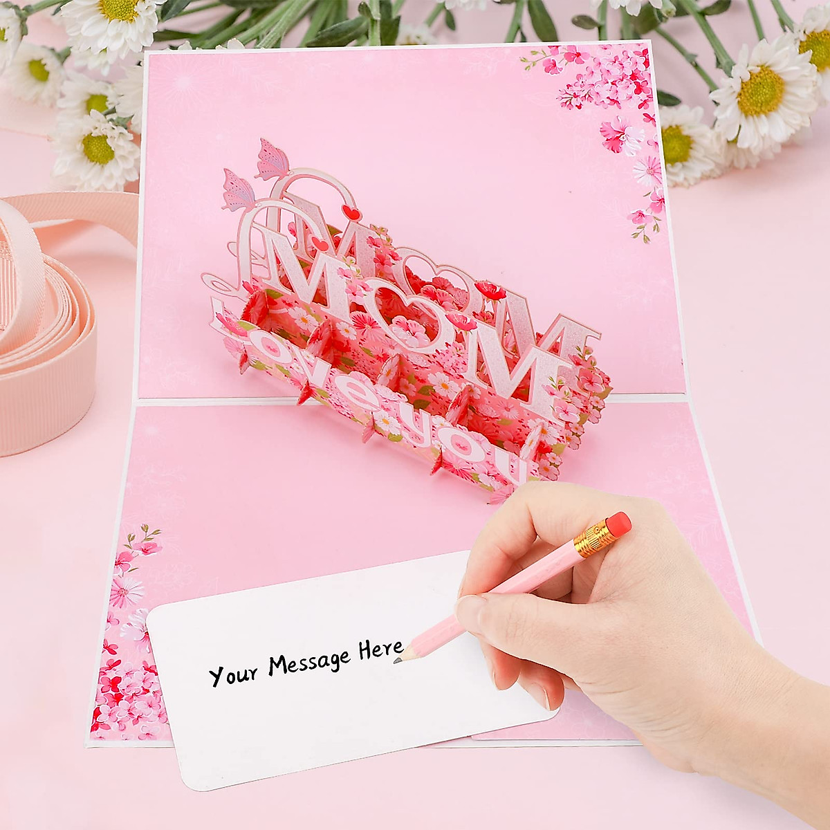 Konsait Pop Up Birthday Card for Mom, Mom Love You 3D Mom Birthday Card with Envelop and Note Card, Pop Up Birthday Card for Mom, Wife,Mother-In-Law, Mom Birthday Gift Choice