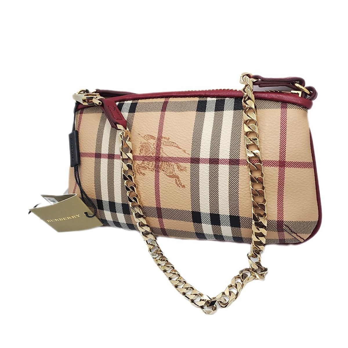 Burberry Haymarket Nova Check Clara Leather Wristlet