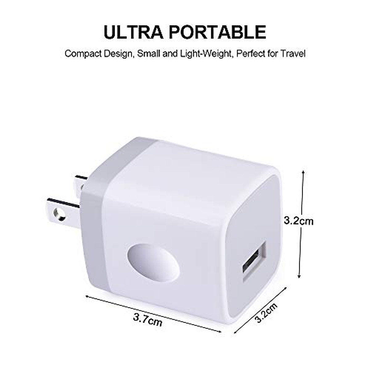 Single Port USB Wall Charger, GiGreen 1A/5V Power Adapter 5 Pack Charging Block Cube Plug Box Compatible Phone X/8/7/Xs/XR/6s/5/SE, Samsung S9/S8/S7/S6 Edge, Note 8, LG G5 V30, Moto, Pixel, Nexus, HTC