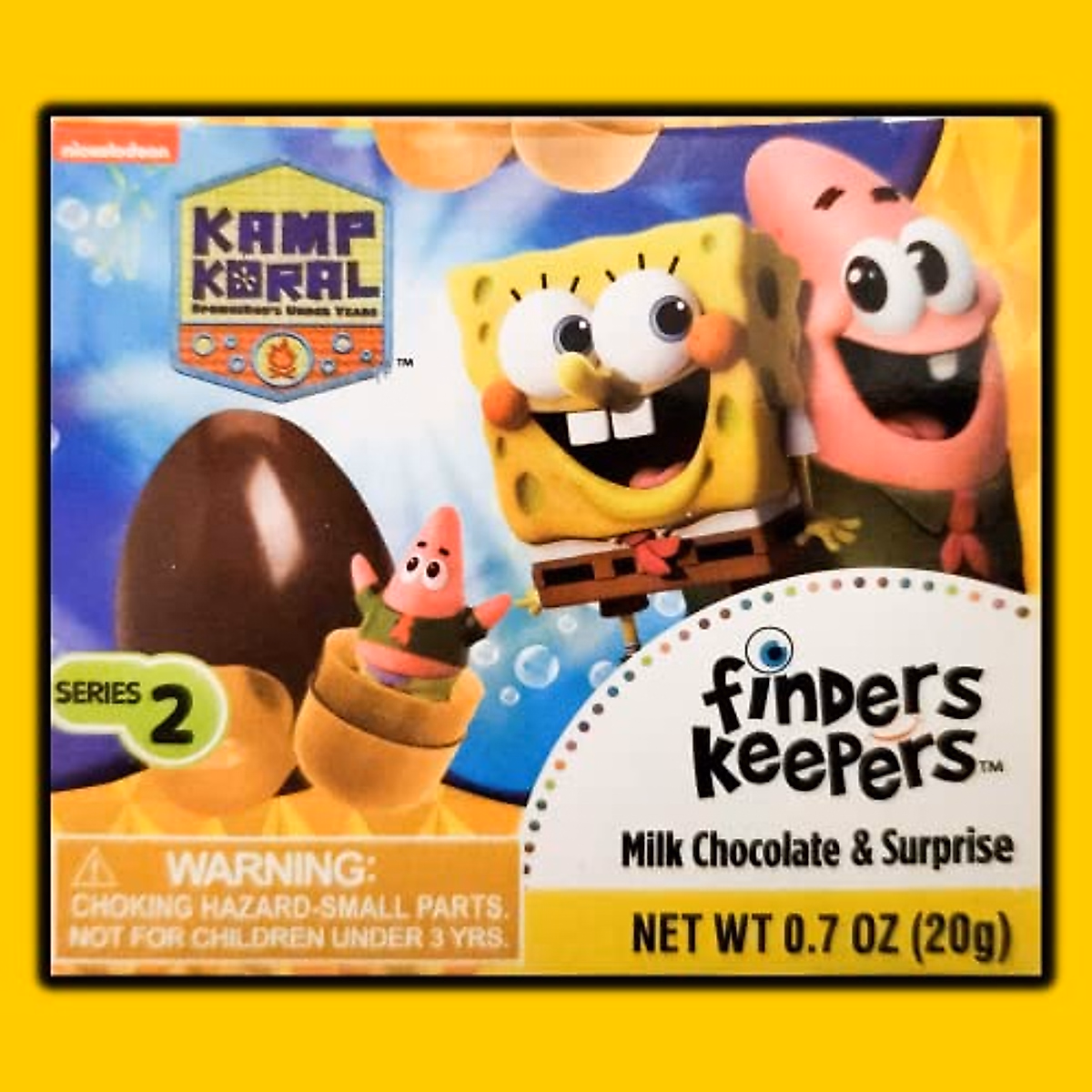 SpongeBob SquarePants Finders Keepers, Kamp Koral Collectible Character and Chocolate Eggs, (Pack of 3)