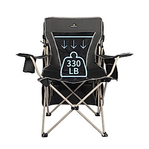 Camping Brothers Camping Chair with Full Sun Protection Canopy - Outdoor Folding Patio Chair with Adjustable Shade, Cup Holder, Side Pockets - Heavy Duty Steel Frame Supports 330 lbs (Army Green)