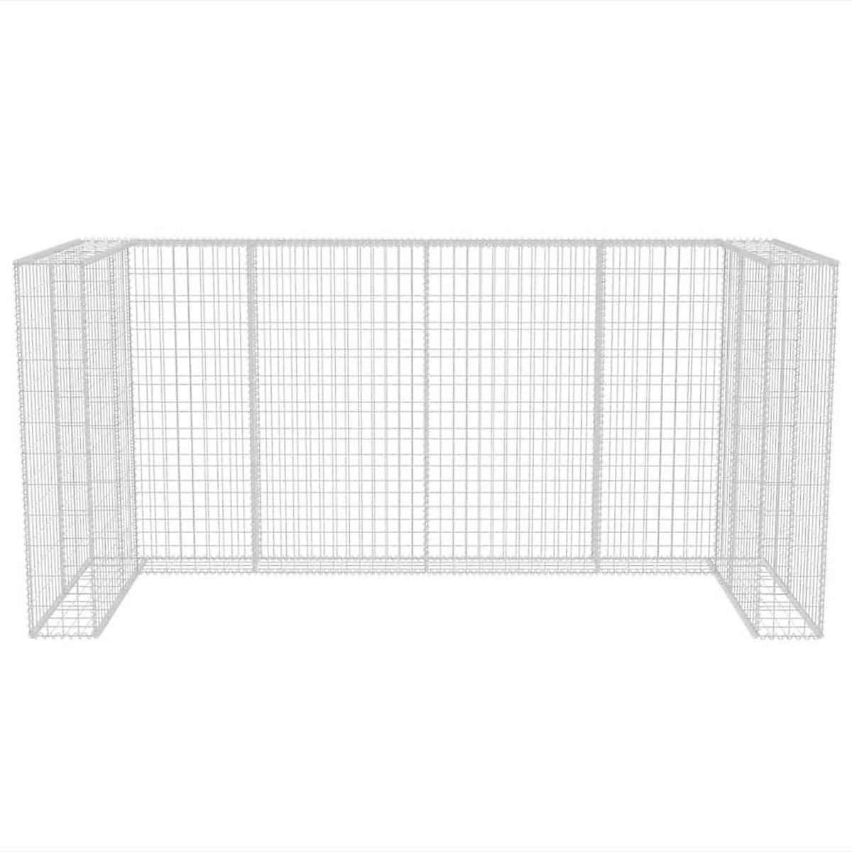 Festnight Gabion Triple Wheelie Bin Shed Galvanised Steel Garden Trash Container Surround 98.4 x 39.4 x 47.2 Inches (L x W x H)